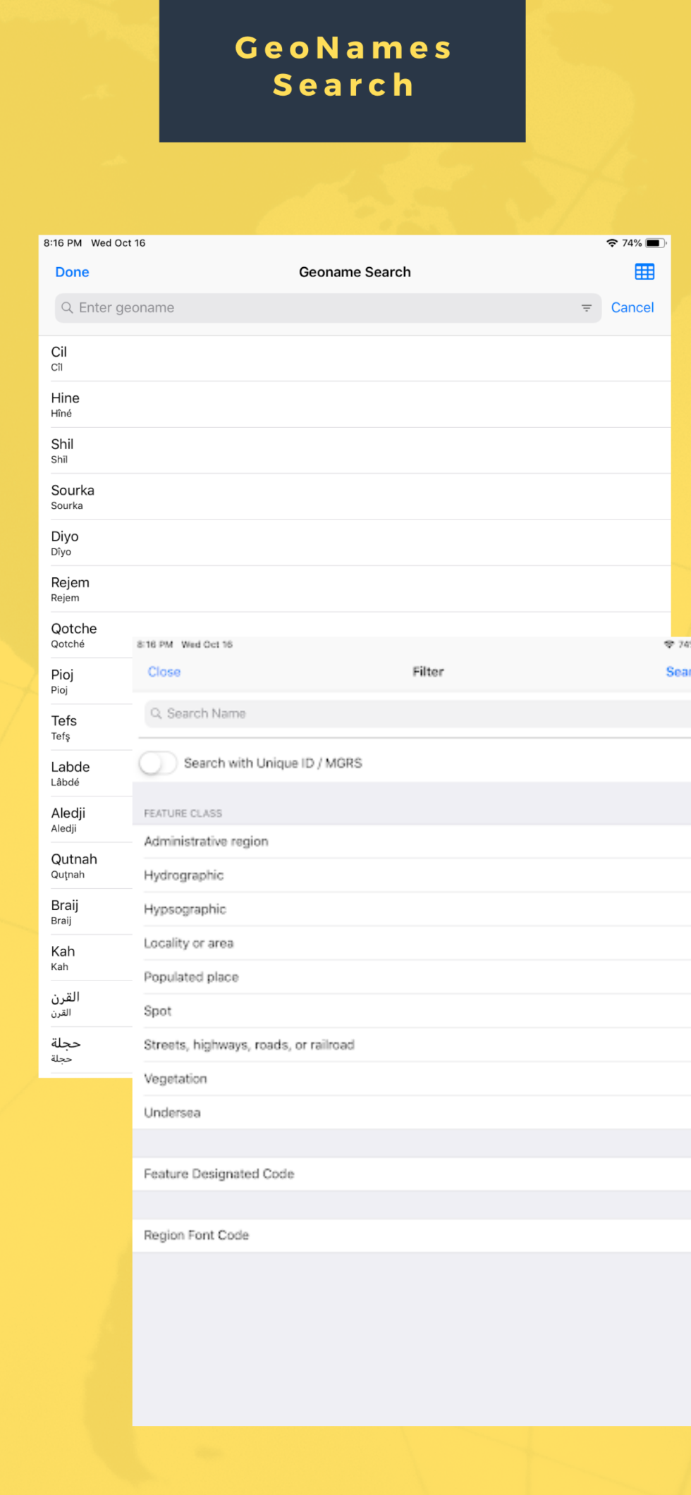 GeoNames Map Explorer iOS App | Providing Situational Awareness while ...