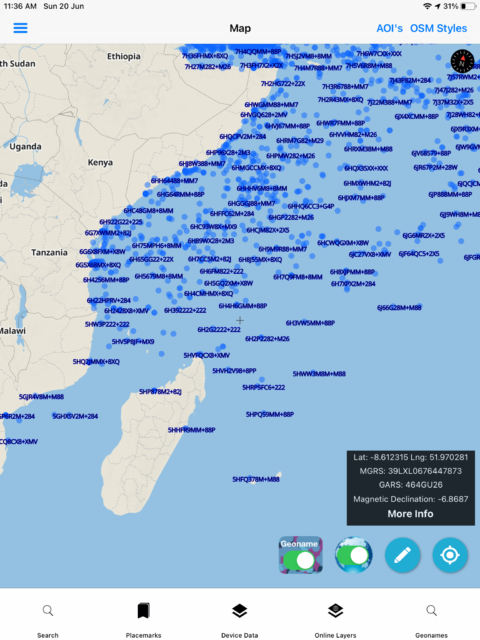 Mbtiles Vector Tiles | GeoNames Map Explorer iOS App