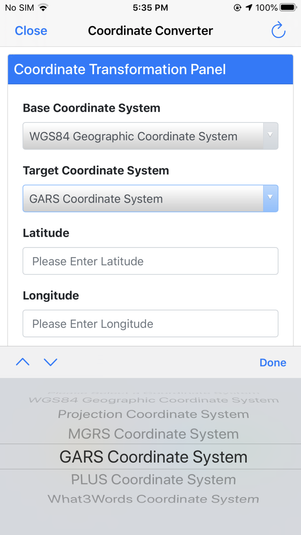 Convert Coordinates | GeoNames Map Explorer iOS App